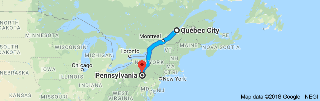 Shipping Quebec to Pennsylvania